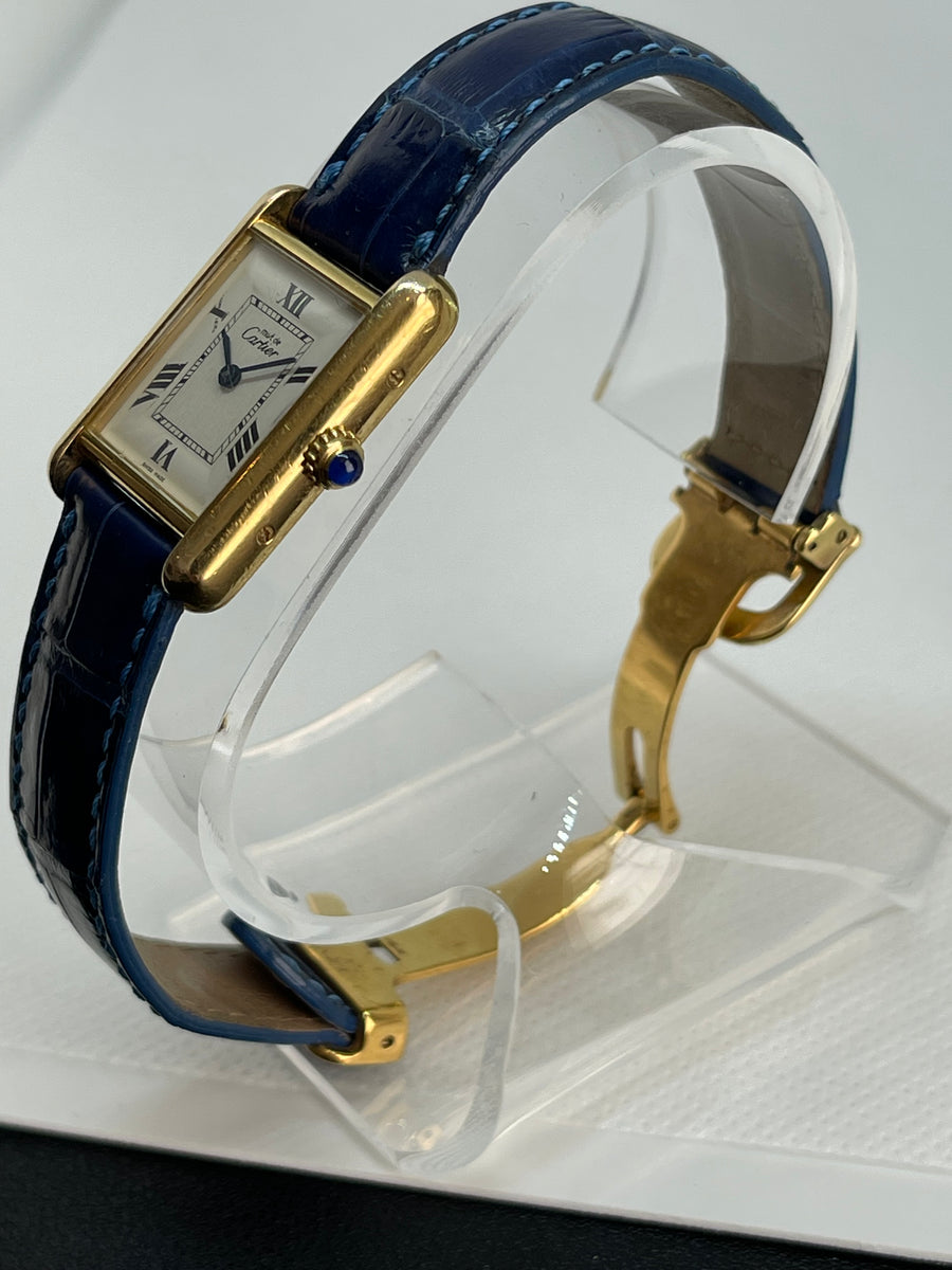 Cartier - Ladies Tank Watch with Navy Deployant Band – Every Watch Has ...