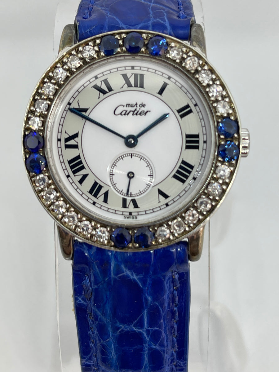 Cartier - Ronde Quartz 32mm 1.01TCW Diamonds & Blue Sapphires Watch ...